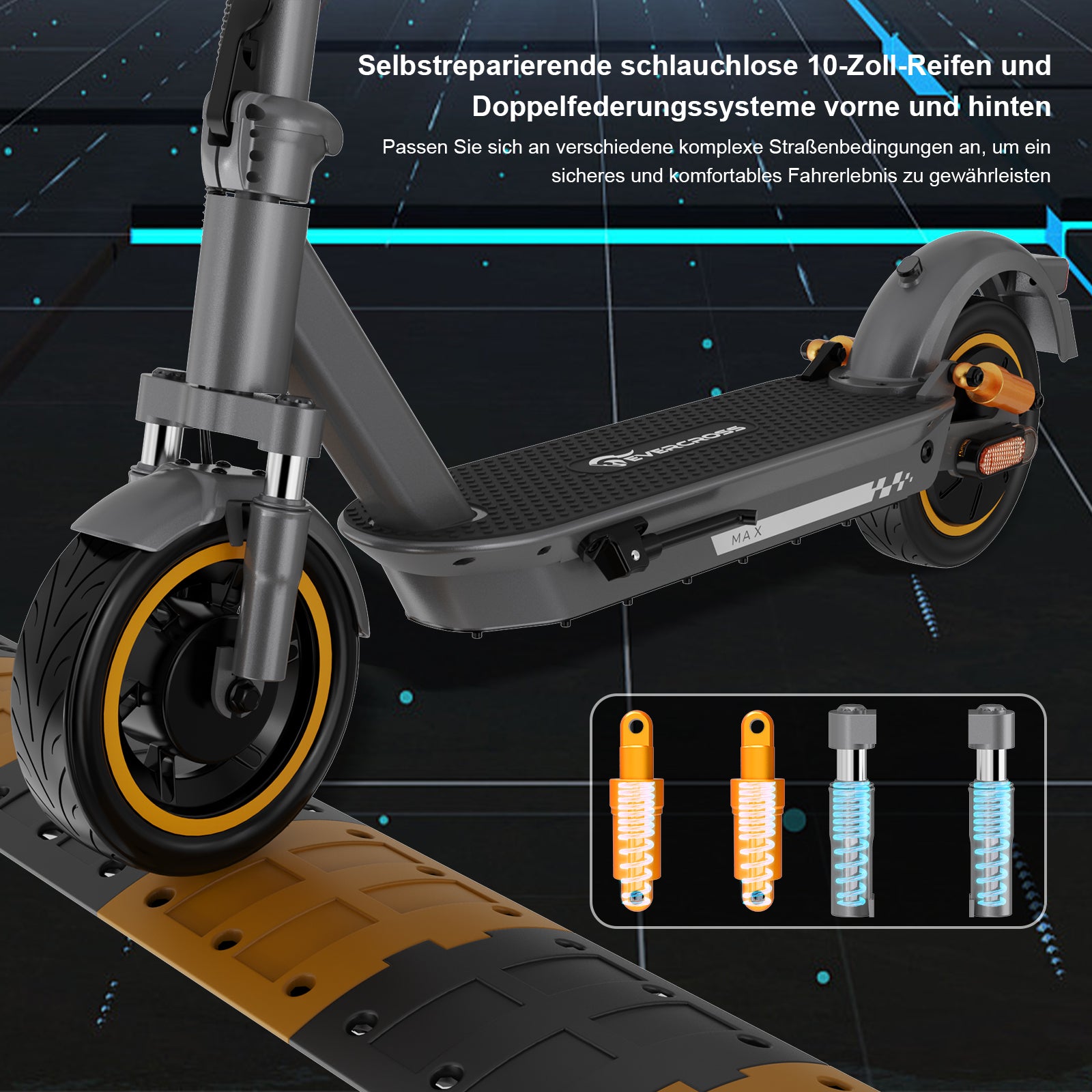 EVERCROSS EV10S MAX Faltbarer Elektroroller – ABE-zertifizierter Scooter – evercross.eu